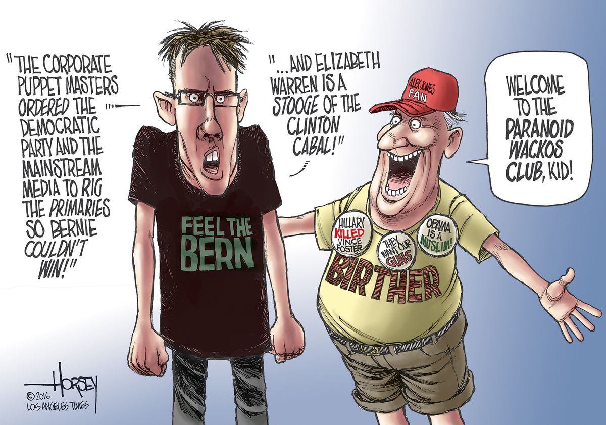 Political cartoon U.S. conspiracy theories | The Week