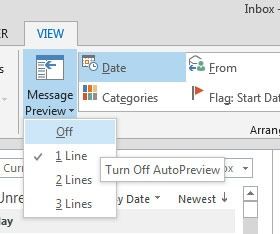 How To Turn Off Message Preview In Outlook 2013 | Tips and Tricks ...