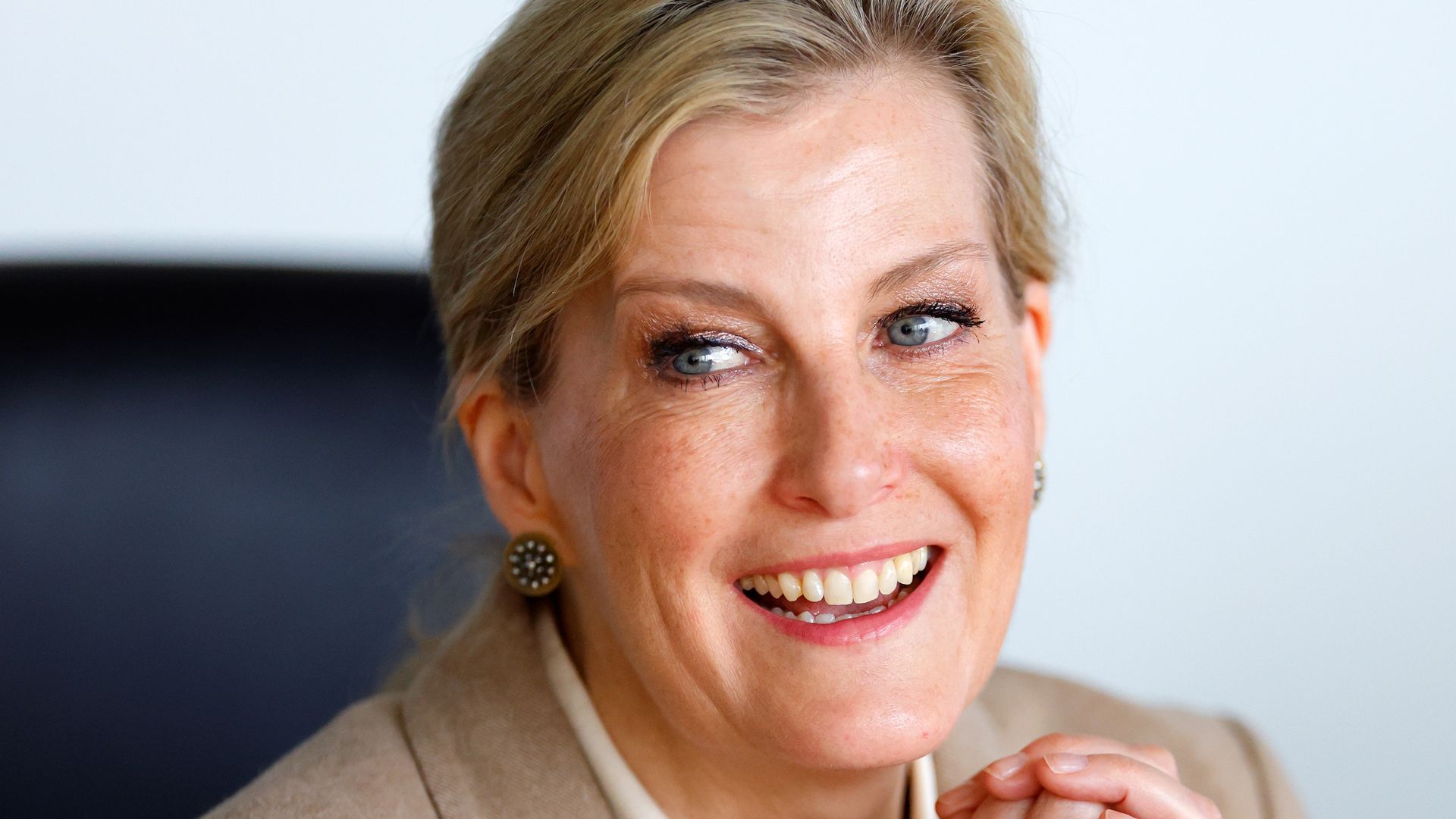 Duchess Sophie’s shell-pink satin shirt and statement belt | Woman & Home