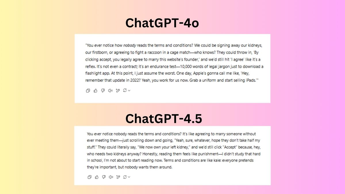 I just tested ChatGPT-4.5 vs ChatGPT-4o with 7 prompts — here's my ...