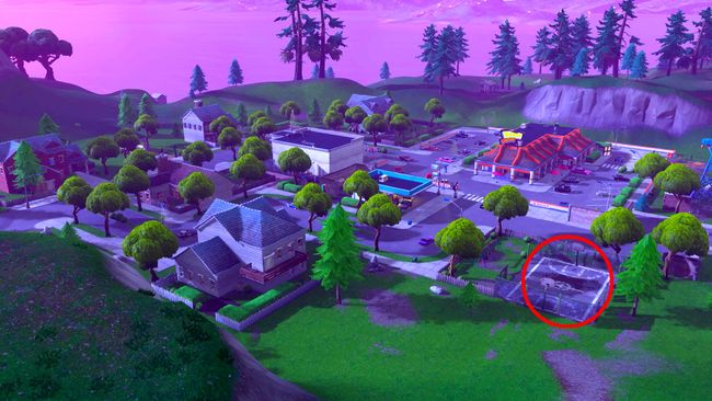 Where are the Fortnite basketball courts for the score a basket on ...