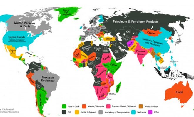 This map shows which export makes your country the most money | The Week