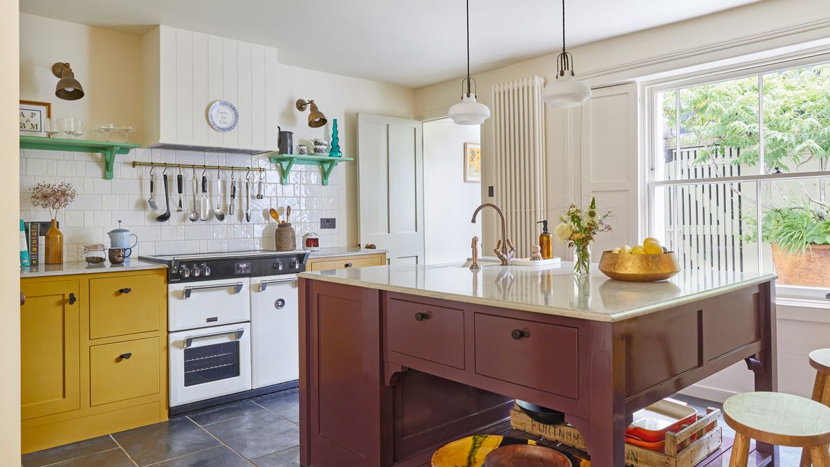 You'd never know this colourful kitchen was partially underground ...