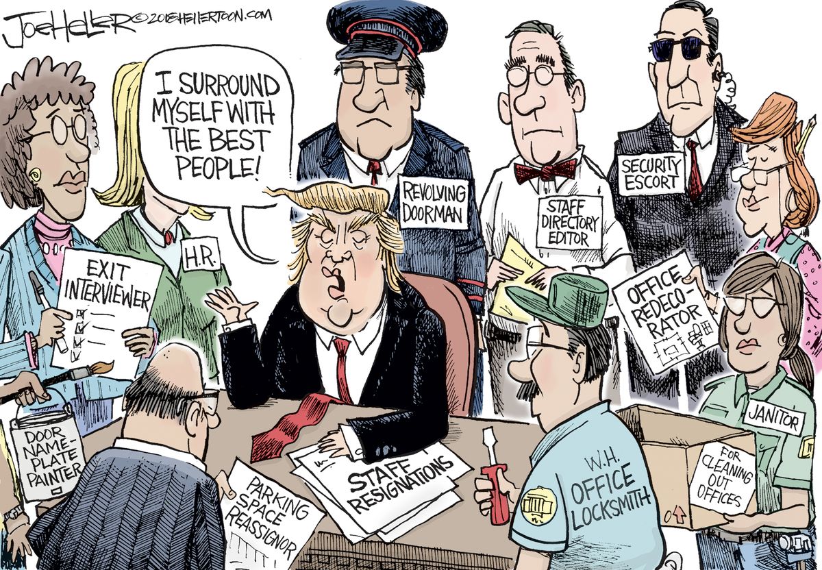 Political Cartoon U S Trump White House Chaos Revolving Door The Week