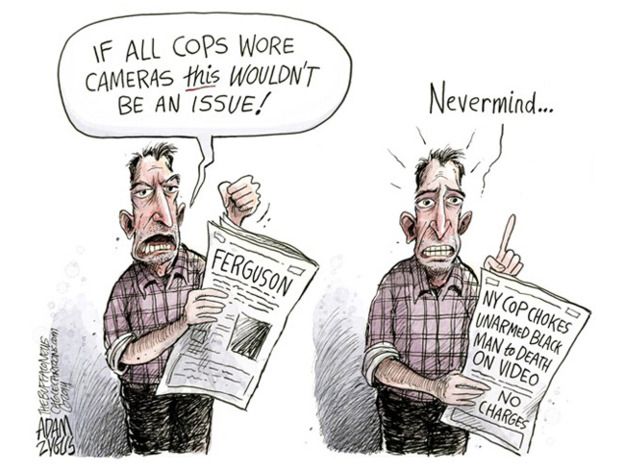 Editorial cartoon Ferguson body cameras Garner | The Week