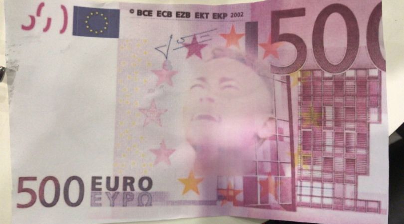 Neymar hit with fake €500 notes adorning his face by Bayern Munich fans ...
