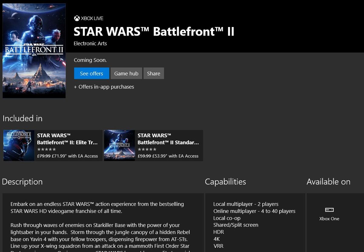 It appears that Star Wars Battlefront II will support 4K on Xbox One X ...