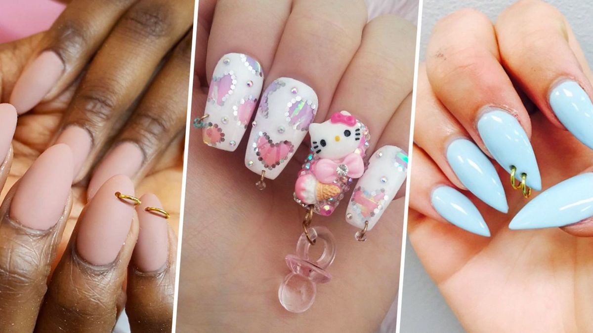 Nail Piercing Trend - Nail Dangle Accessories | Marie Claire