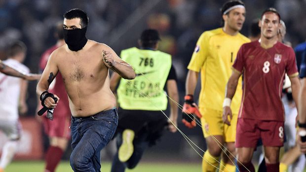 Serbia v Albania ends in riot after drone flag stunt – video| News ...