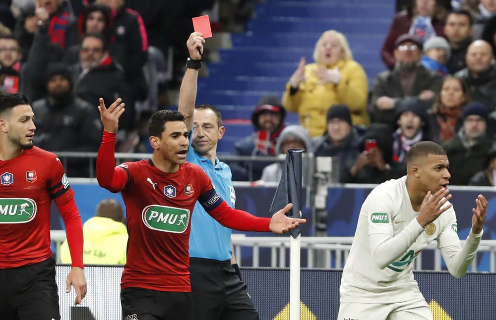 Mbappe sees red as Rennes beat PSG on penalties to win Coupe de France ...