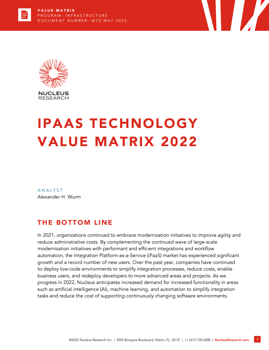 iPaaS technology value matrix 2022 | IT Pro