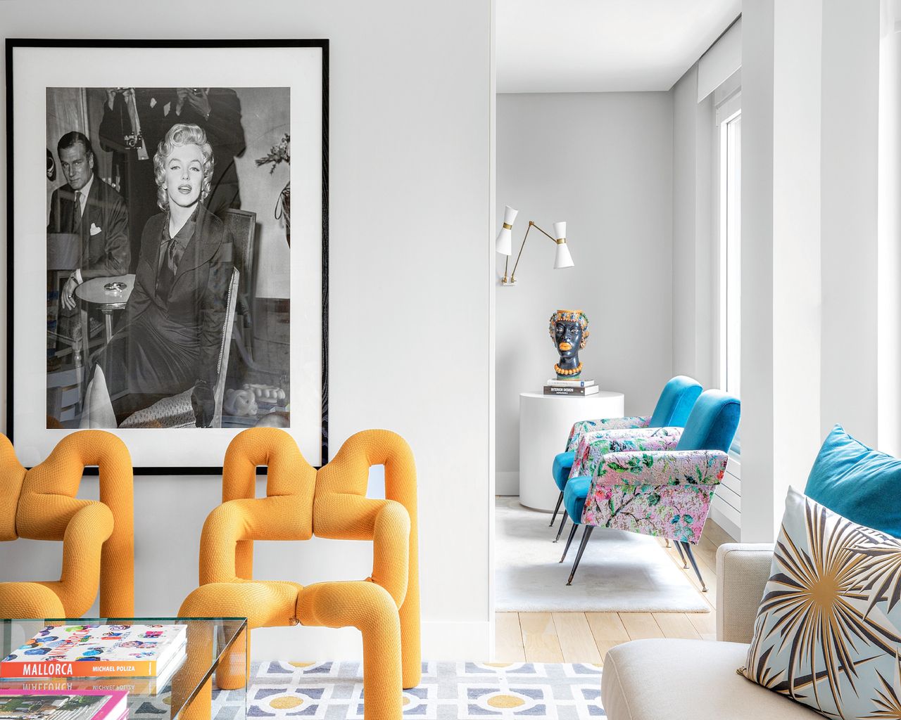 Bursts of primary color wake up this neutral Madrid apartment | Livingetc