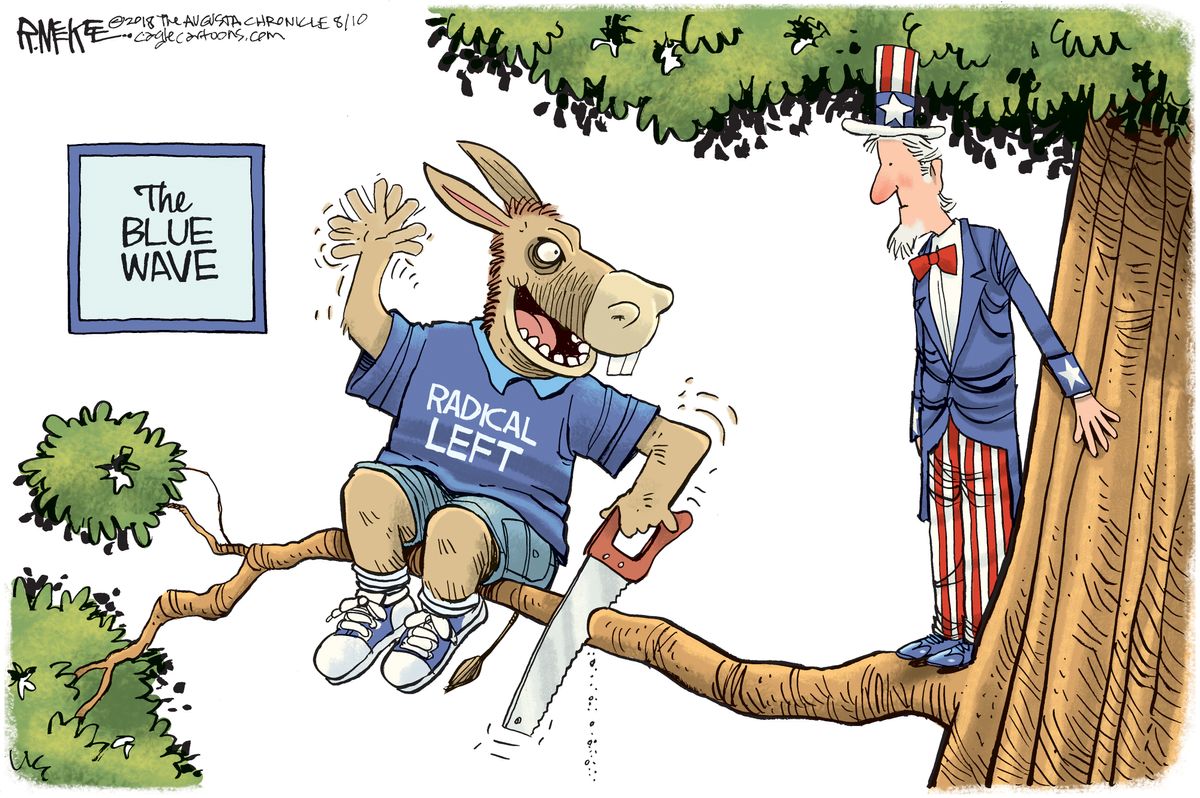 Political cartoon U.S. blue wave democrats midterms radical left tree ...
