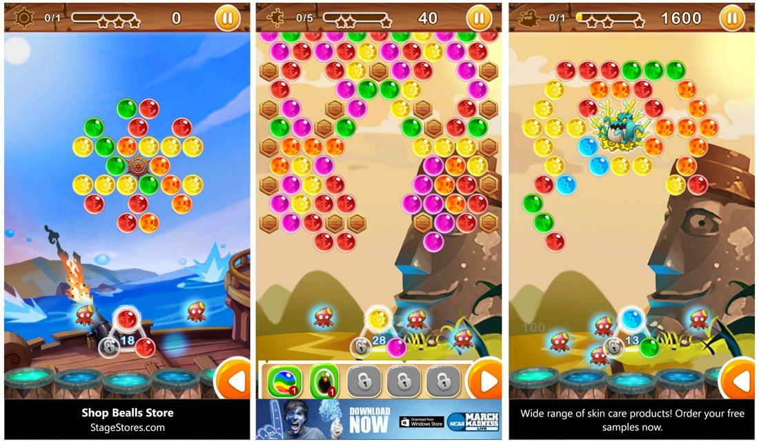 Bubble Pirates for Windows Phone game - bursting bubbles on the high ...