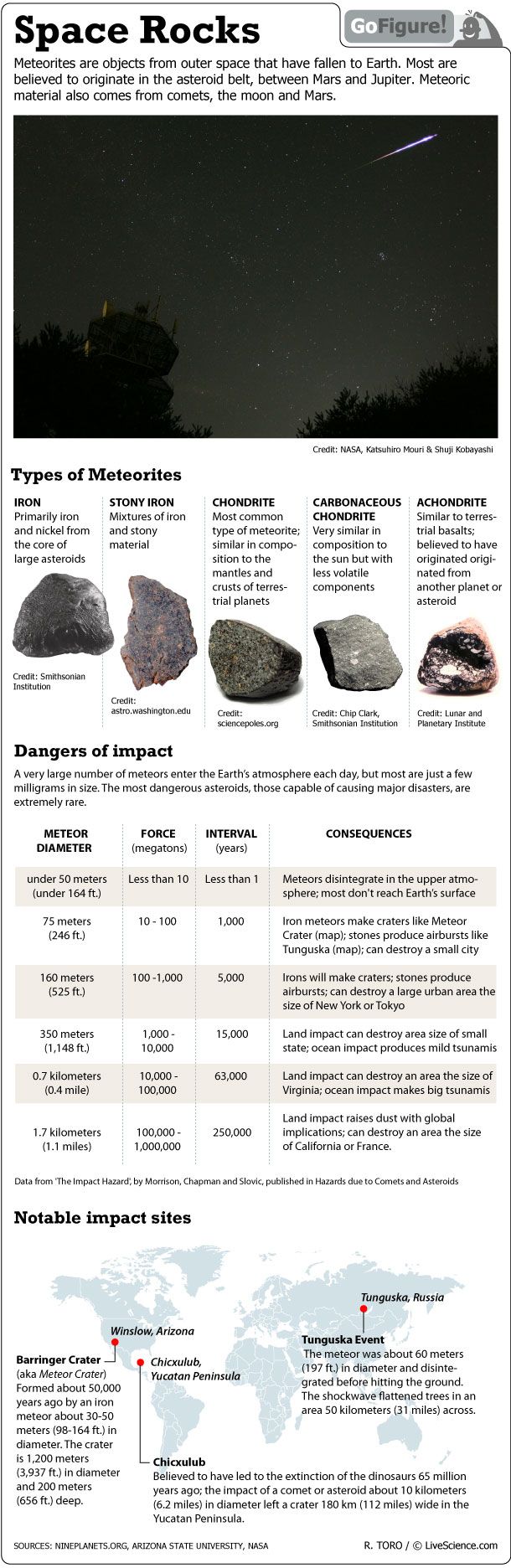 Danger! Falling Rocks: Meteorites and Asteroids (Infographic) | Live ...