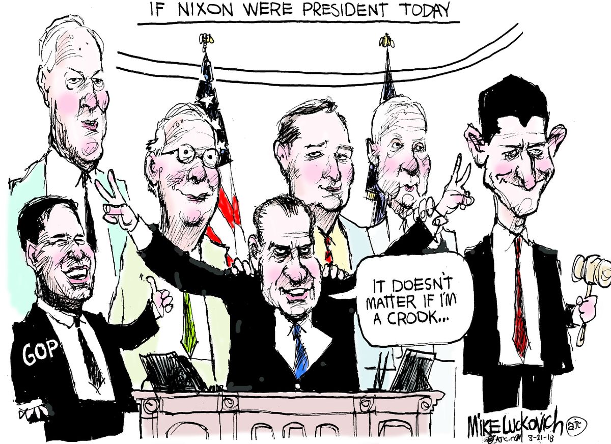 Political cartoon U.S. Trump Richard Nixon GOP Watergate | The Week