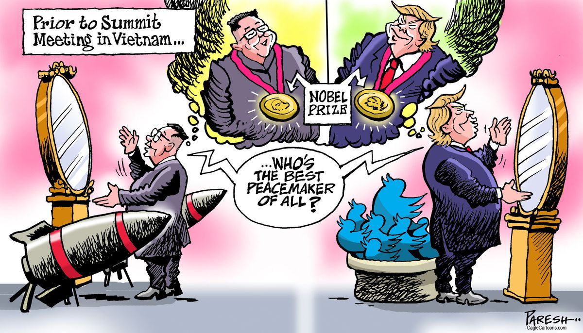 Political Cartoon U.S. Trump Kim Jong-Un Nobel Peace prize | The Week