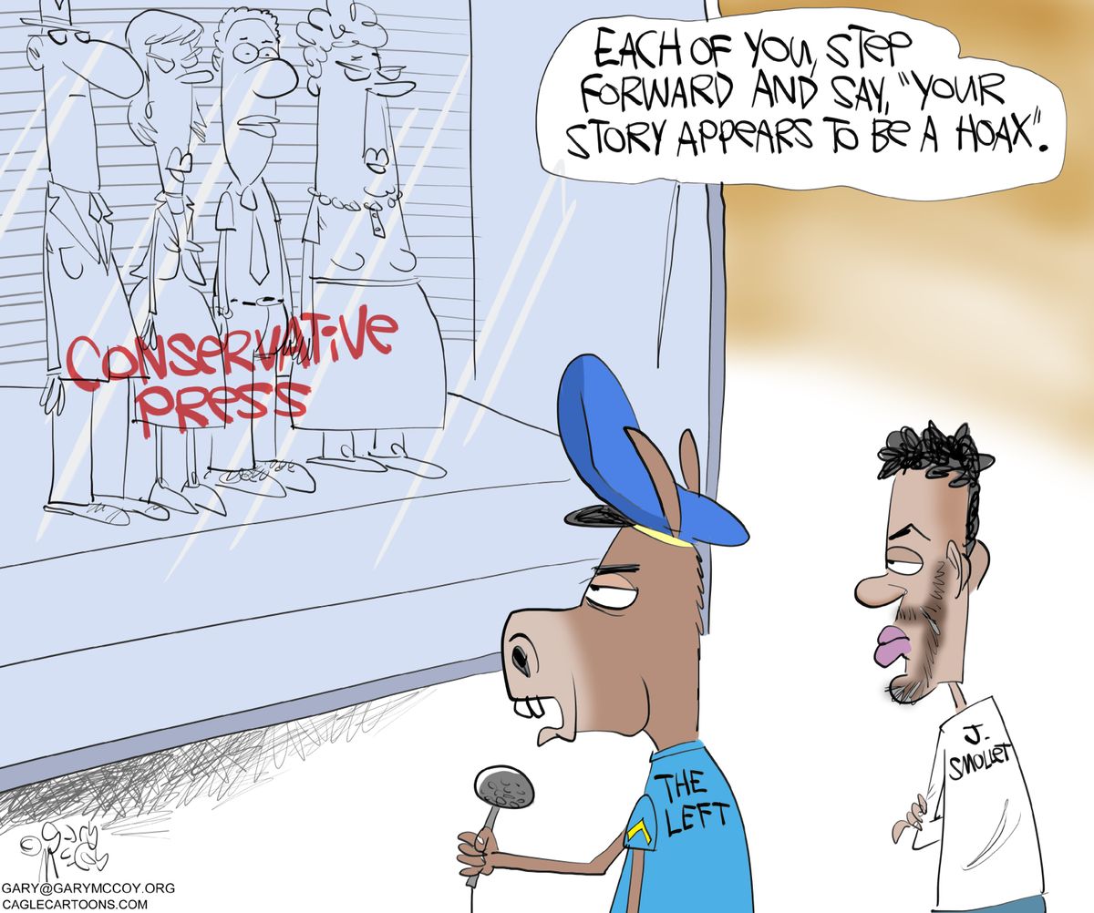 Editorial Cartoon U.S. Jussie Smollett hate crime conservative press ...