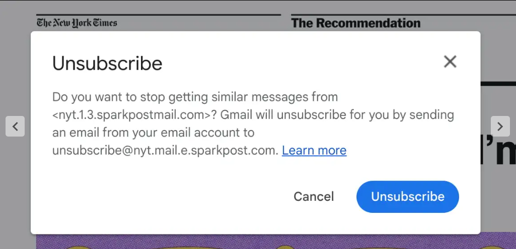Gmail makes it easier to unsubscribe from unwanted emails on the web ...