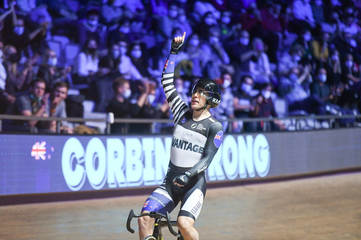 Corbin Strong sweeps men's endurance races in UCI Track Champions ...