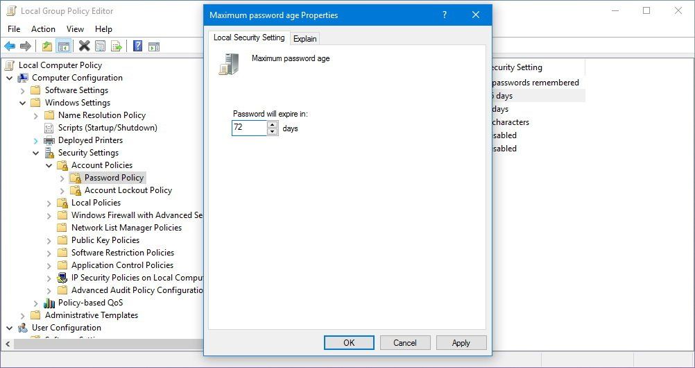 How to force users to change their password periodically on Windows 10 ...