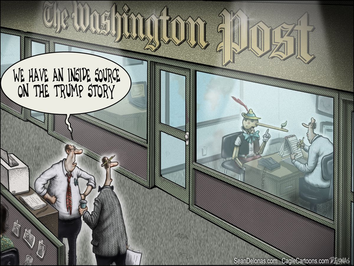 Political cartoon U.S. Trump Washington Post fake news | The Week