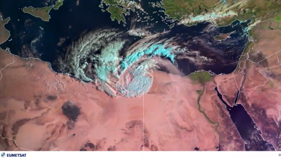 Satellites watch Mediterranean hurricane Daniel swirl over the Sahara ...