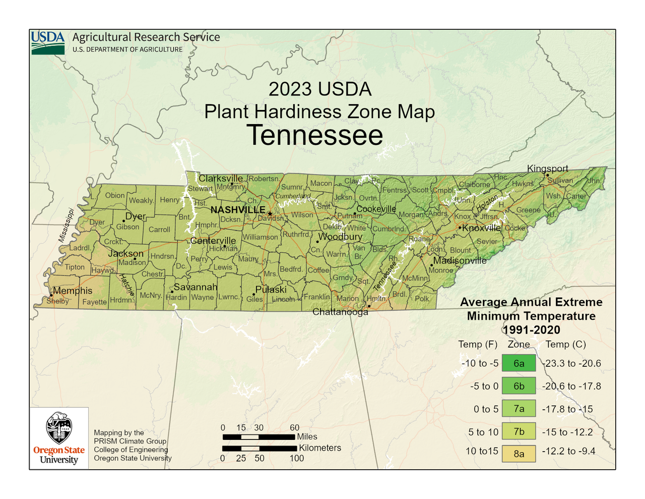 USDA Map Of Plant Hardiness Zone In Tennessee | Gardening Know How