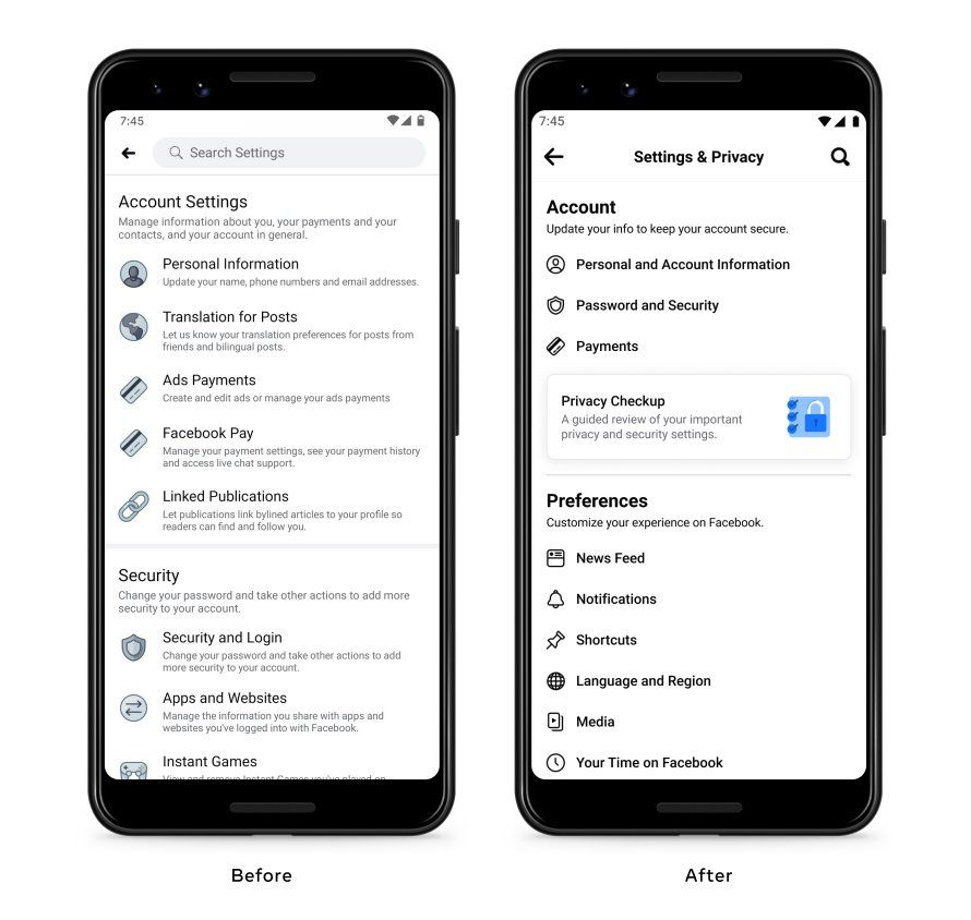 Facebook's redesigned settings menu is meant to make it easier to ...