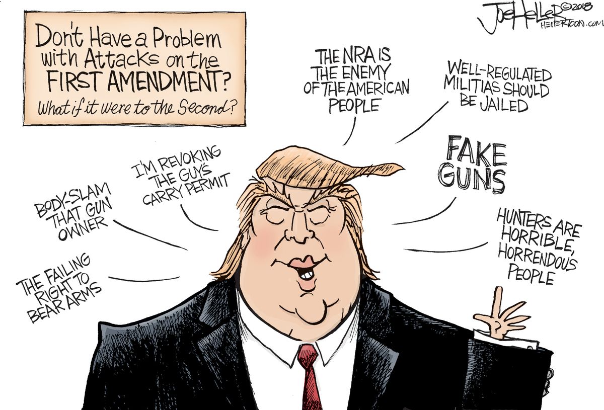 U.S. Trump attacks first second amendment fake guns NRA | The Week