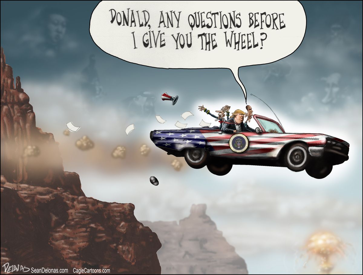 Political cartoon U.S. Donald Trump Barack Obama transition | The Week