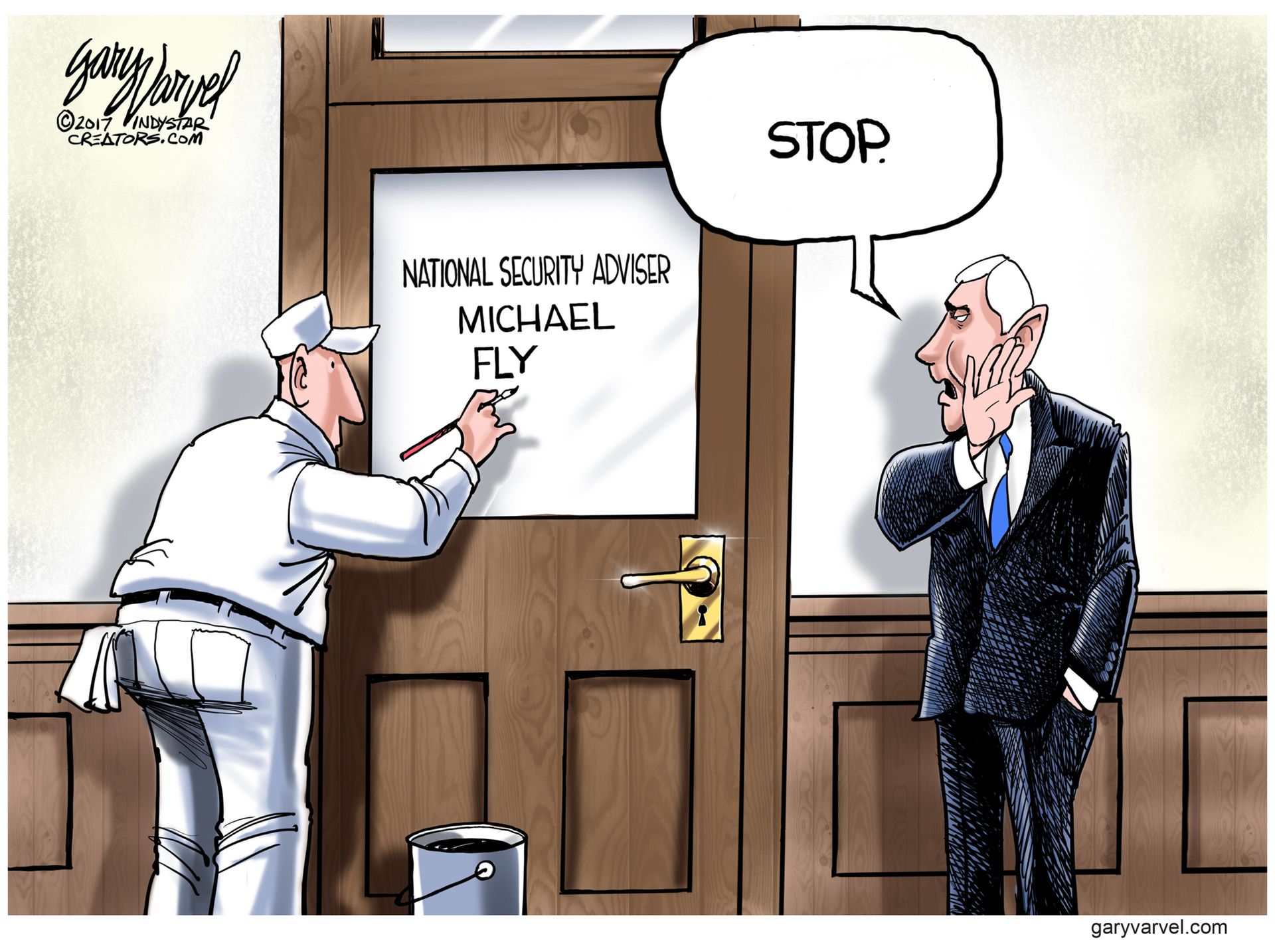 Political Cartoon U.S. Flynn resignation Russia Mike Pence | The Week