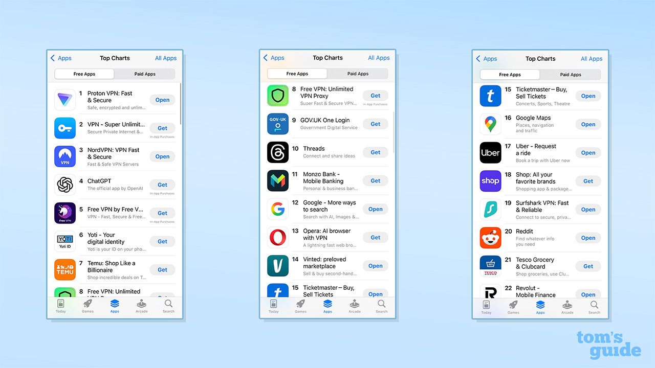 Suspect free VPNs rocket to the top of UK App Store in response to age ...