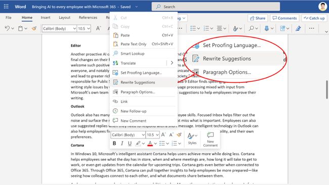 Microsoft Word online can now rewrite whole sentences for you: How to ...