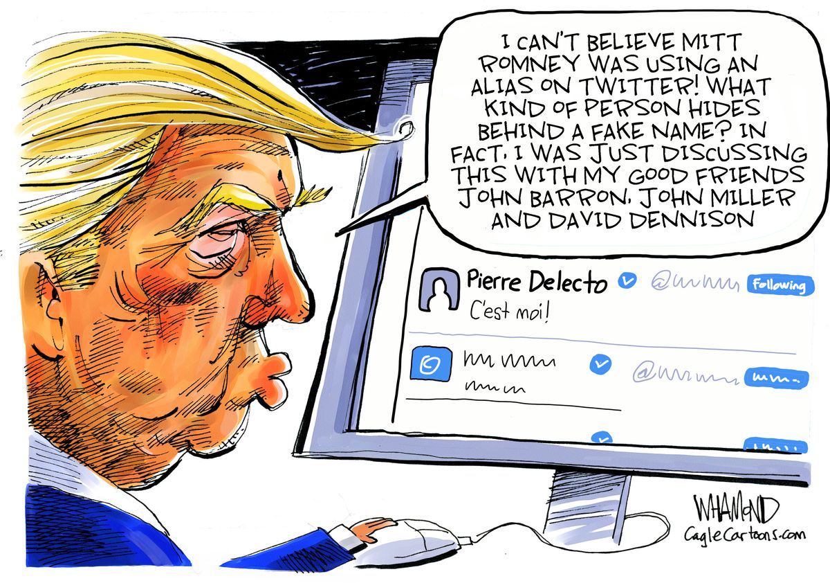 Political Cartoon U.S. Trump Mitt Romney AKA Pierre Delecto On Twitter ...