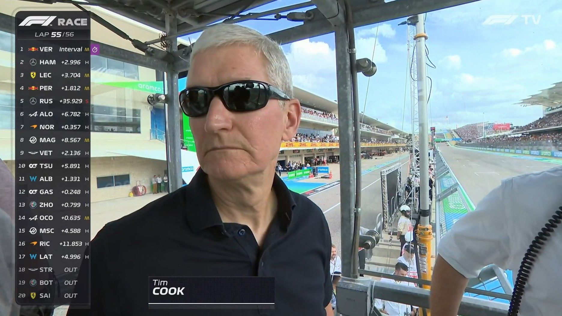 Apple CEO Tim Cook mercilessly trolled over U.S. Grand Prix checkered ...