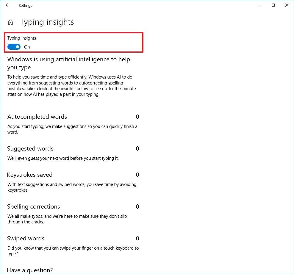 How to enable Typing insights on Windows 10 October 2018 Update ...