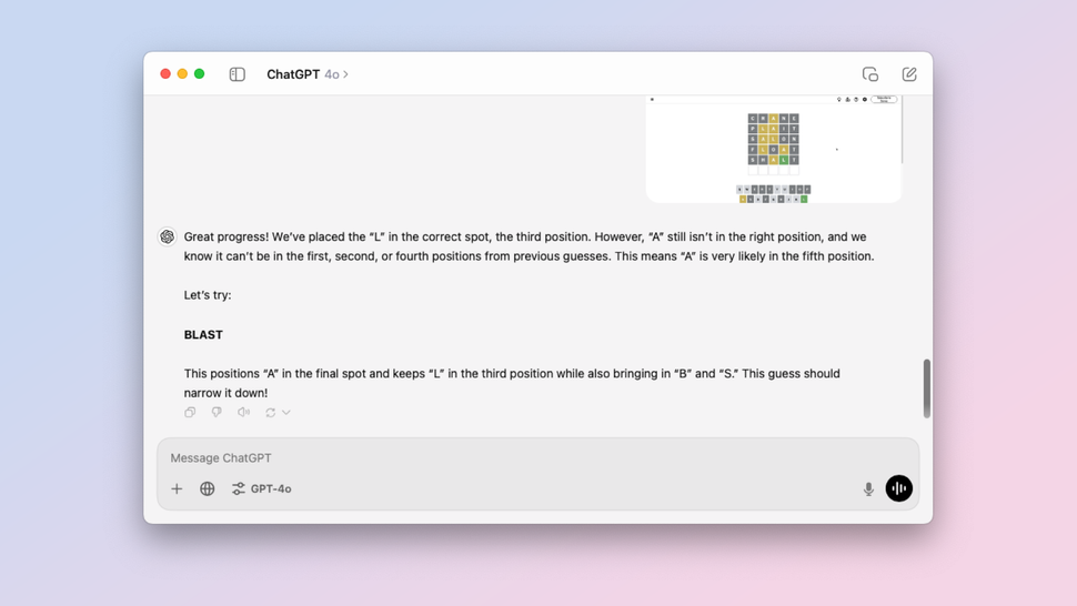 I asked ChatGPT to solve today's super difficult Wordle, and it's worse than I am | Tom's Guide