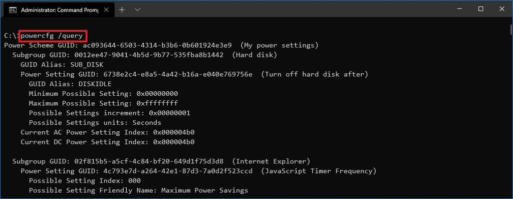 How to use powercfg to control power settings on Windows 10 | Windows ...