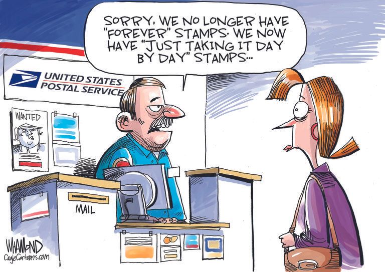 Editorial Cartoon U.S. USPS Trump forever stamp | The Week