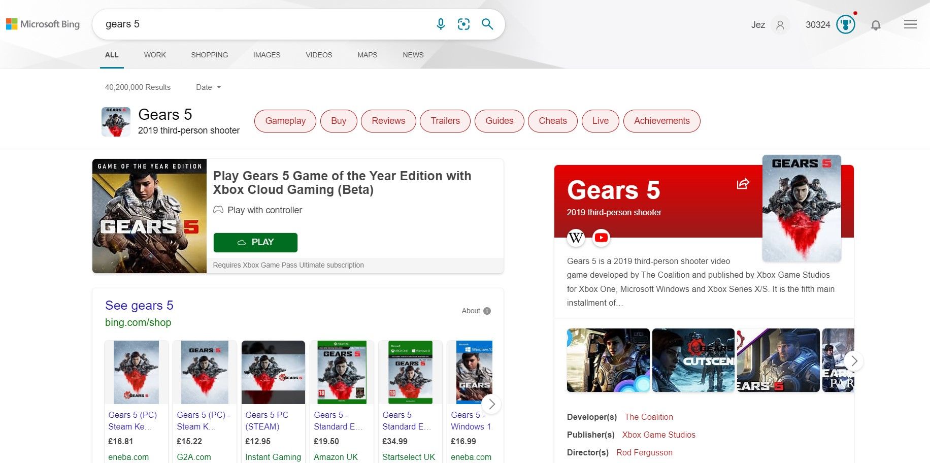 You can launch Xbox cloud games directly from Bing and Microsoft Edge ...
