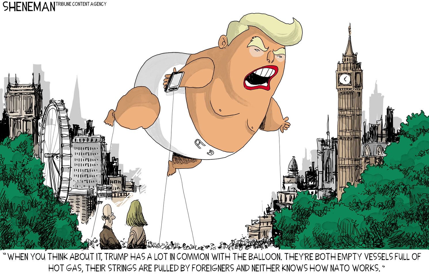 Political cartoon U.S. Trump baby balloon London | The Week