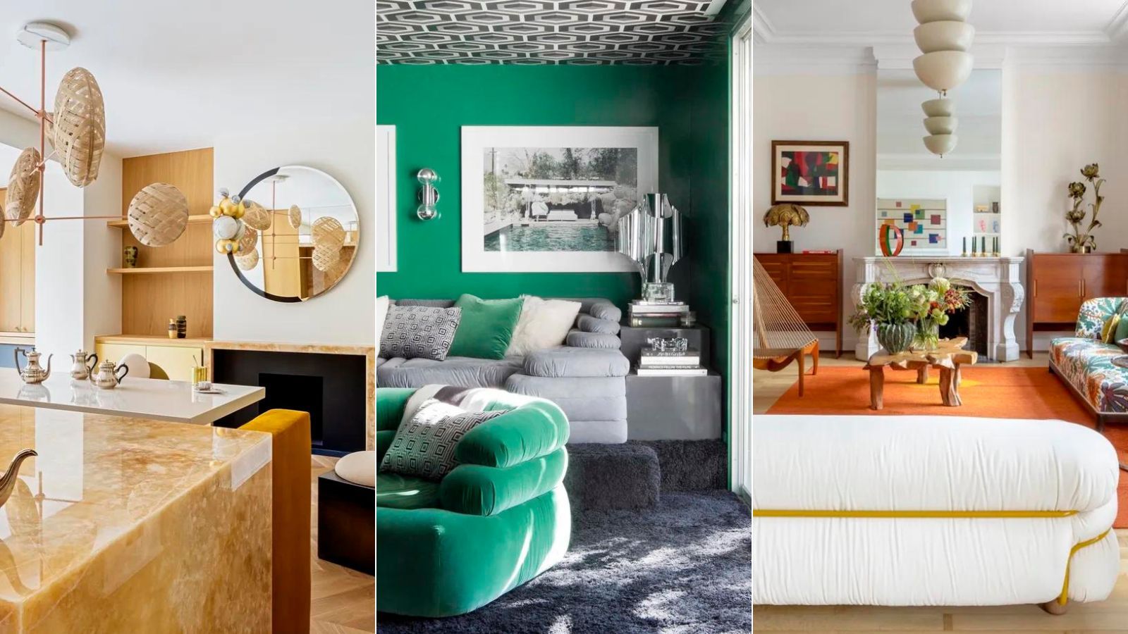 What colors create a mid-century modern color scheme?