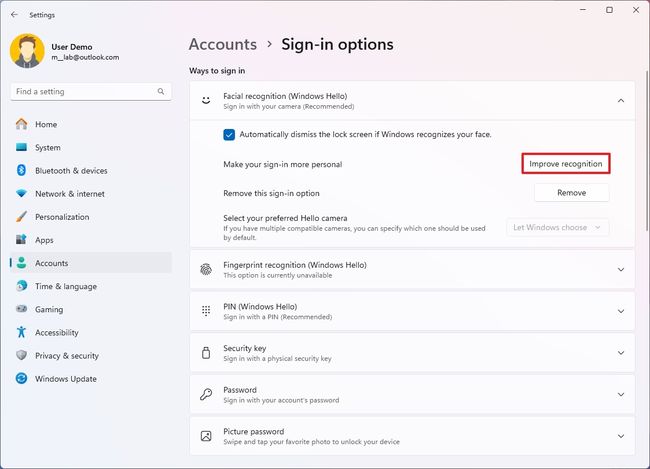 How to configure Windows Hello authentication on Windows 11 | Windows ...