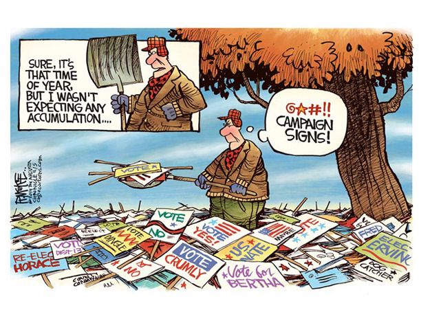 Political cartoon campaign signs midterm election | The Week