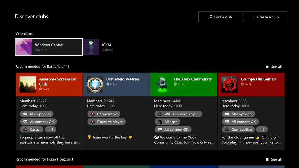 How to join and leave a Club on Xbox One and Windows 10 | Windows Central
