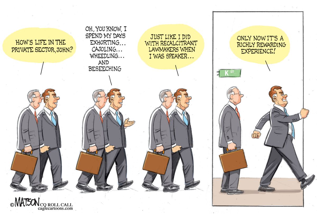 Political cartoon U.S. John Boehner private sector | The Week