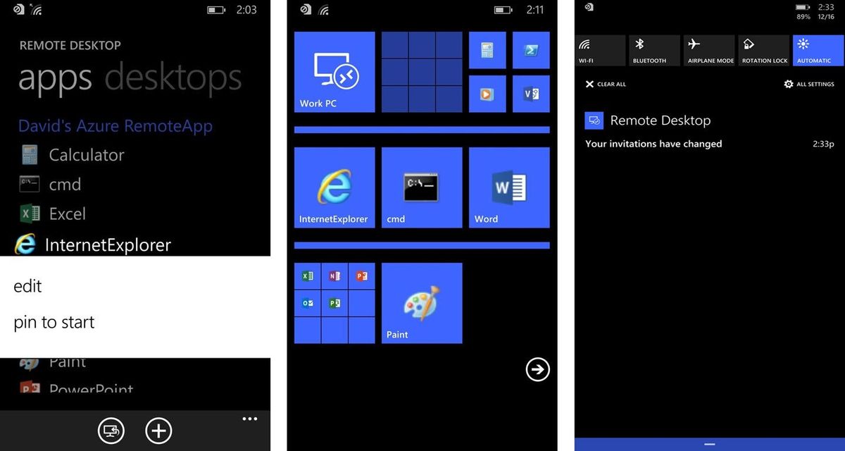 Microsoft Remote Desktop for Windows Phone adds ability to pin apps to ...
