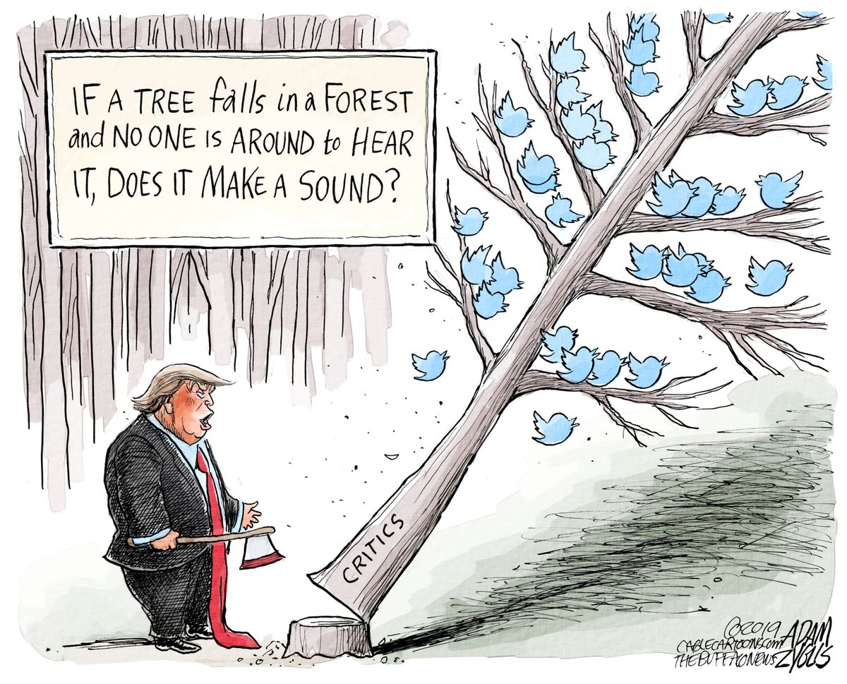 Political Cartoon U.S. Trump Tweet Tree Falls in a Forest Twitter ...