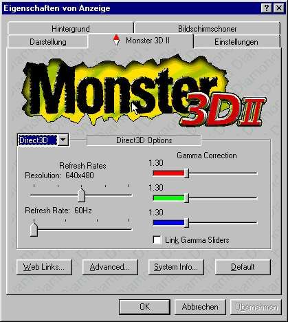 The Options Menu Of The Monster II - Voodoo² Accelerator Review ...